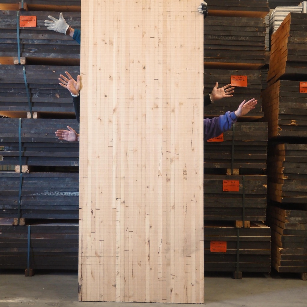 Sawn panel in reclaimed glued laminated timber (L. min 245 x W. 97 cm ...